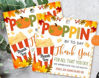 Fall Popcorn Gift Tag, Volunteer Teacher Staff Employee School Pto Pta ...