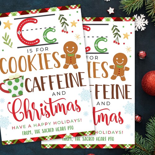 Christmas Teacher Sign C is for Caffeine and Coffee Teacher - Etsy