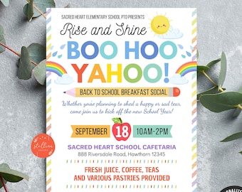 EDITABLE Boo Hoo Yahoo Breakfast Social Printable PTA PTO Flyer Invite ...
