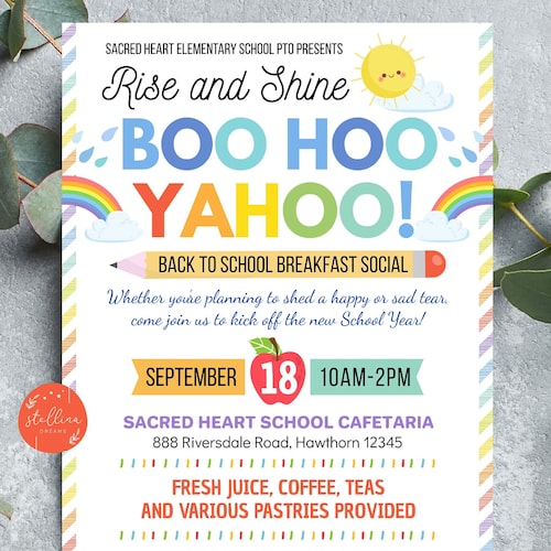 EDITABLE Boo Hoo Woo Hoo Yahoo Breakfast Social Printable PTA - Etsy