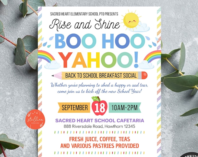 Boo Hoo Yahoo Breakfast Social Printable PTA PTO Flyer Invite School ...