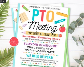 Editable/printable PTO PTA Meeting Handout Flyer School - Etsy