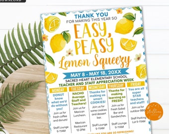 Teacher Appreciation Week Itinerary, Easy Peasy Lemon Squeezy ...