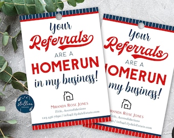 Baseball Marketing Gift Tag, Referrals Are the Home Run of My Business ...