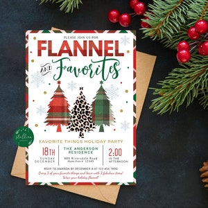 EDITABLE Favorite Things Party Invitation, Christmas Party Plaid ...