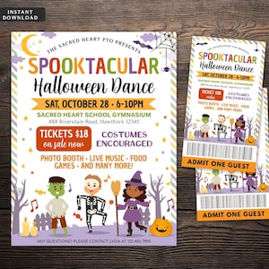 Halloween School Dance Set School Dance Flyer Party Invite, Church ...