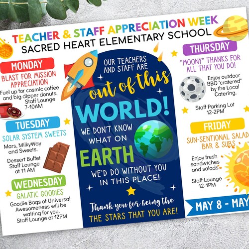 EDITABLE Beach Theme Teacher Appreciation Week Itinerary - Etsy