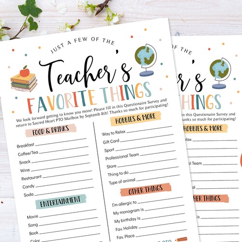 All About My Teacher Survey Back to School Teacher - Etsy