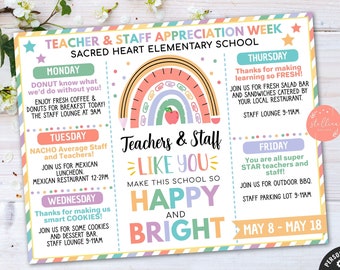 EDITABLE Teacher Appreciation Week Itinerary, Make This School so ...