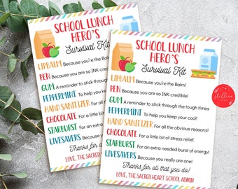Lunch Lady Survival Kit Cards - Etsy