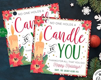 Christmas Candle Gift Tags, No One Holds a Candle to You, Holiday ...