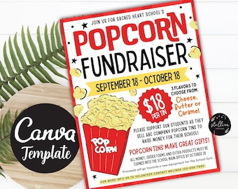EDITABLE Popcorn Fundraiser Template - Etsy