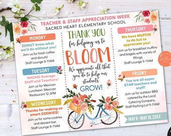 Printable Editable Floral Grow Bloom Theme Teacher and Staff ...