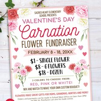 Valentine's Day Flower Gram Flyer: School Pto Pta Fundraiser (editable ...