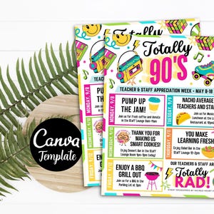 Editable 80s 90s Theme Teacher Appreciation Week Itinerary, Retro ...