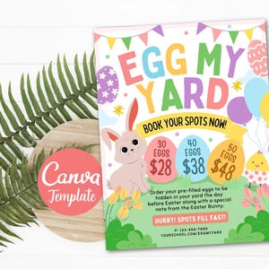 Editable Easter Egg My Yard Fundraiser Flyer, Printable Invite Spring ...