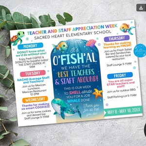 Under the Sea Teacher Appreciation Week Itinerary, You Are Sun-sational ...