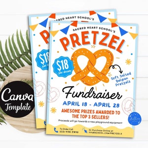 Editable Pretzel Fundraiser Flyer: School Event Poster CANVA Template ...