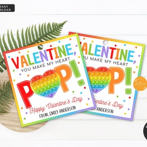Pop-it Gift Labels Valentine's Day, Valentine Pop It Gift Tag, Pop Its ...