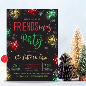 Editable Friendsmas Party Invitation, Printable Holiday Party Invite ...