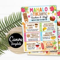Luau Teacher Appreciation Week Itinerary, You Are Tiki-riffic Beach ...