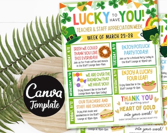 St. Patrick's Day Teacher Appreciation Week Itinerary, Lucky to Have ...