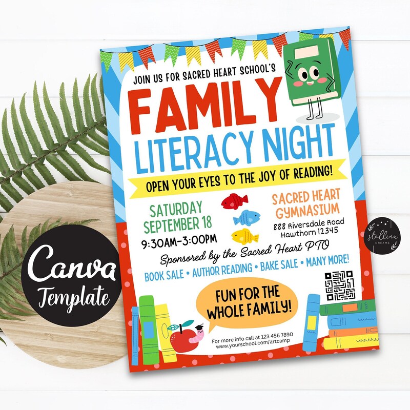 Family Literacy Night Flyer - Etsy