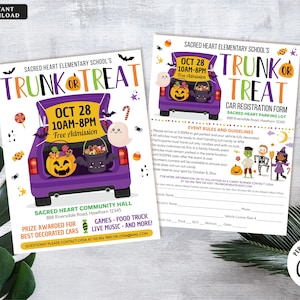 EDITABLE Trunk or Treat Flyer With Car Registration Form Halloween ...