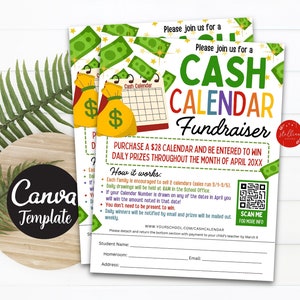 Editable Cash Calendar Fundraiser Flyer, Printable Handout Take Home ...