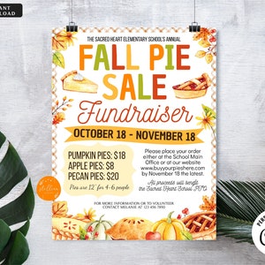 EDITABLE Fall Pie Fundraiser, Thanksgiving Pie Fundraiser Flyer ...