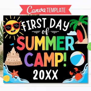 EDITABLE First Day of Summer Camp Sign Printable Instant Download Photo ...