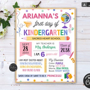 EDITABLE First Day of School Sign, Back to School Sign Personalized ...