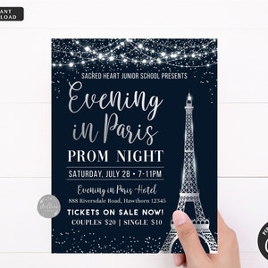 Editable Paris Prom Flyer: School Dance Invitation (digital) | Evening ...