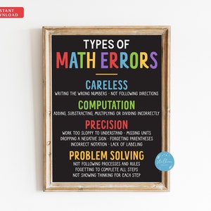 MATH Teacher Classroom Poster Printable, Mistakes Math Classroom, Math ...