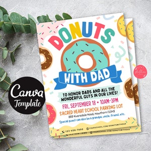Editable Donuts With Dad Flyer, Breakfast Social Guardians Breakfast ...