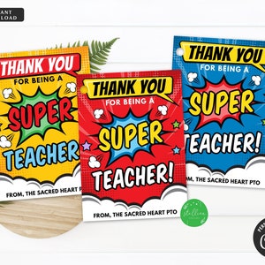 Superhero Favor Tags, Printable Superhero Gift Tag, Teacher ...