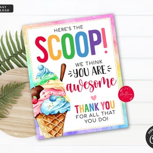 INSTANT DOWNLOAD Ice Cream Appreciation Sign Here's the Scoop You're ...
