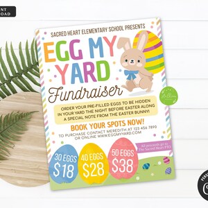 Egg My Yard Fundraiser Flyer, Printable Invite Easter Egg Hunt, School ...