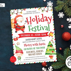 EDITABLE Christmas Holiday Festival Christmas Flyer Poster Community ...