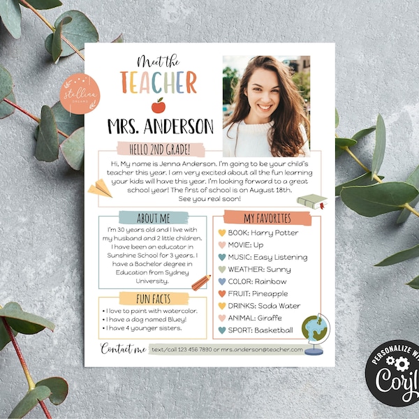 Meet the Teacher Template - Etsy