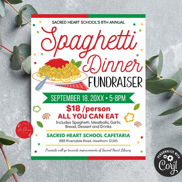 Spaghetti Dinner Tickets Template - Etsy
