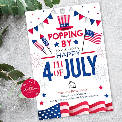 Editable Fourth of July Pop by Tags Realtor Firework Summer - Etsy