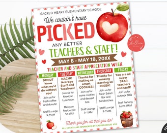Apple Tree Teacher Appreciation Week Itinerary Schedule, Events ...