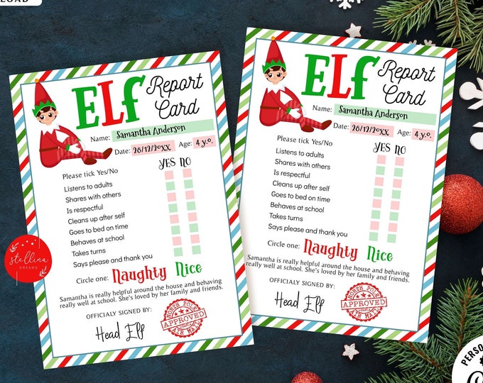 EDITABLE Elf Report Card, Elf Letters, Elf Letters, INSTANT DOWNLOAD ...