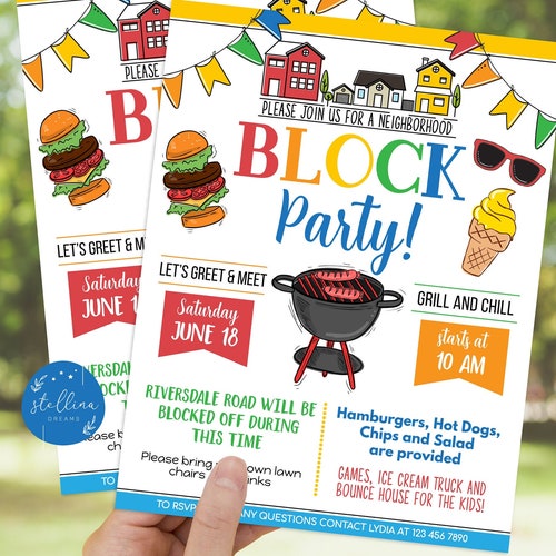 Neighborhood Block Party Invitation Template Printable Street - Etsy