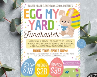 Easter Egg My Yard Fundraiser Flyer, Printable Invite Spring Egg Hunt ...