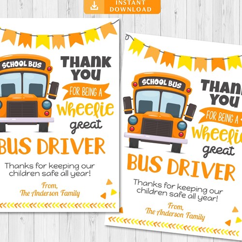 Bus Driver Appreciation Gift Tag Thank You for Always Going - Etsy