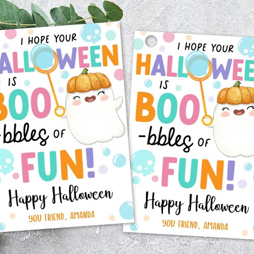 Halloween Gift Tags Boo-bbles of Fun Kids Friend Classroom - Etsy