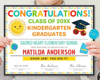 EDITABLE Graduation Certificate ANY GRADE Printable Diploma ...