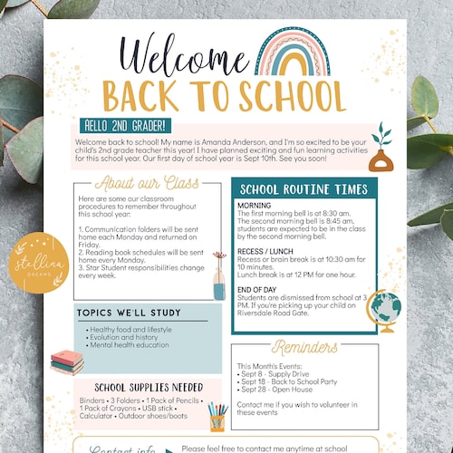 EDITABLE School Newsletter Back to School Letter Welcome - Etsy